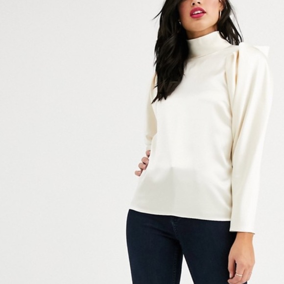 ASOS | Tops | Nwt Satin Turtle Neck Blouse With Ballon Sleeves | Poshmark